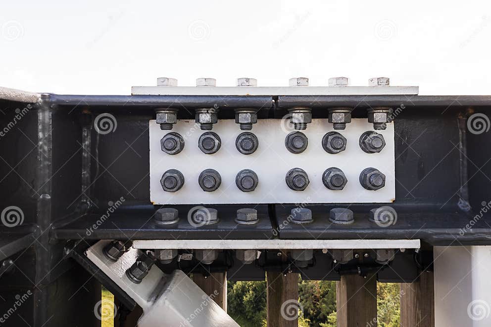 Part of a Massive Metal Structure with Bolts and Rivets at the Steel ...