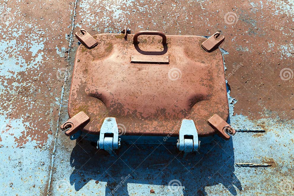 Part of a Metal Structure with a Rusty Surface and Hatches Stock Image ...