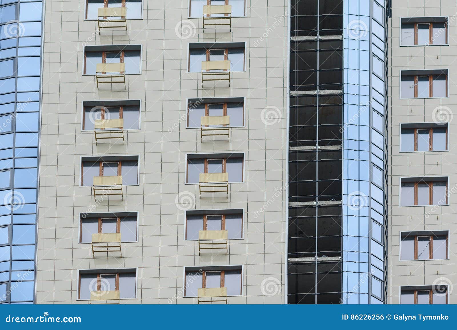Part of a Modern Multi-storey Office Building with Balconies and ...