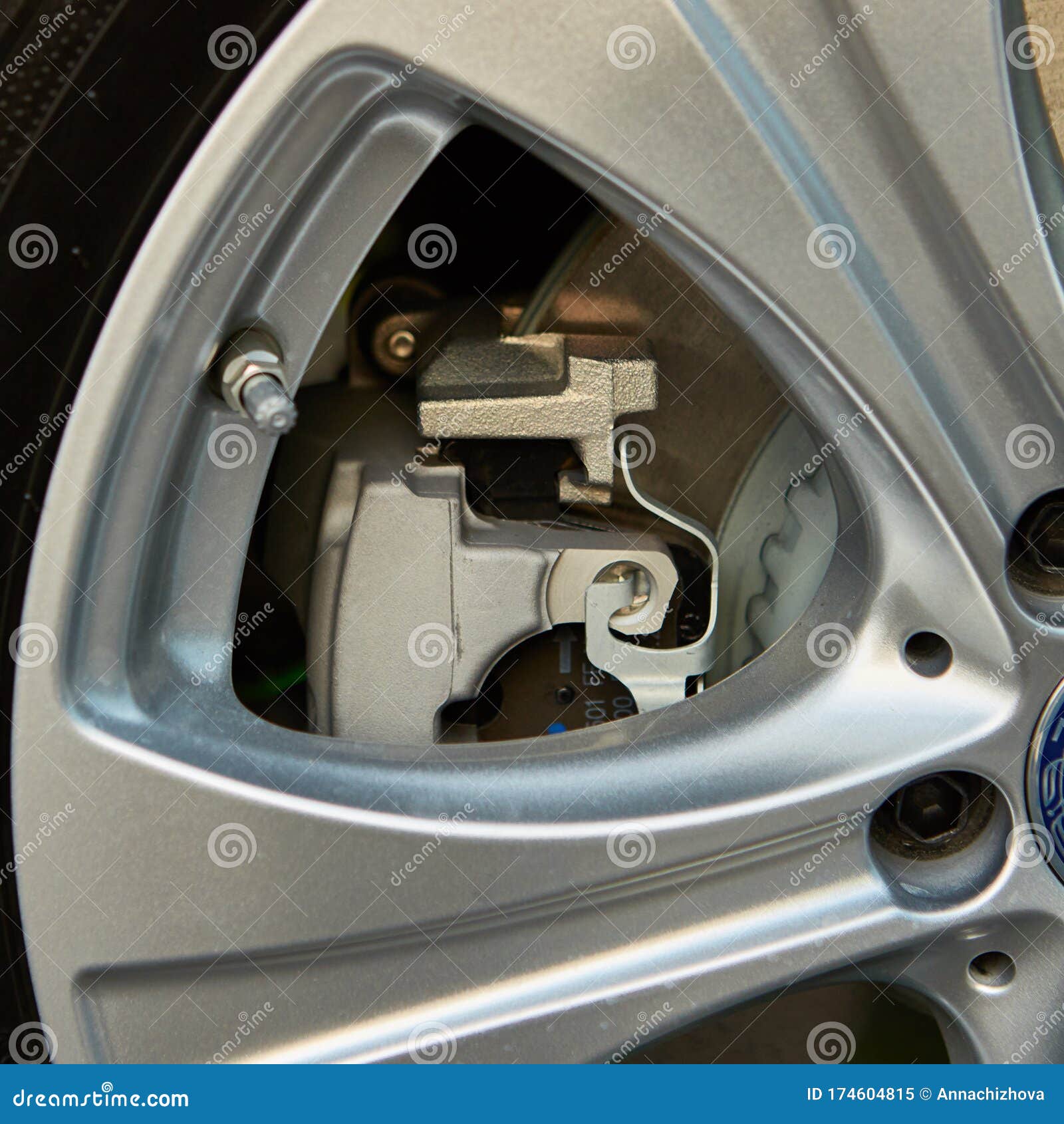 Part of Modern New Wheel Car with Disk Brake Pad Stock Image - Image of ...
