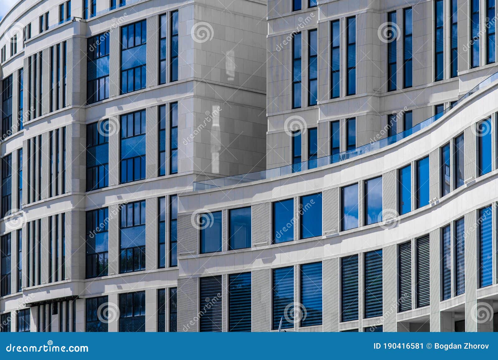 Part of Modern Office Building with Blue Windows Stock Image - Image of ...