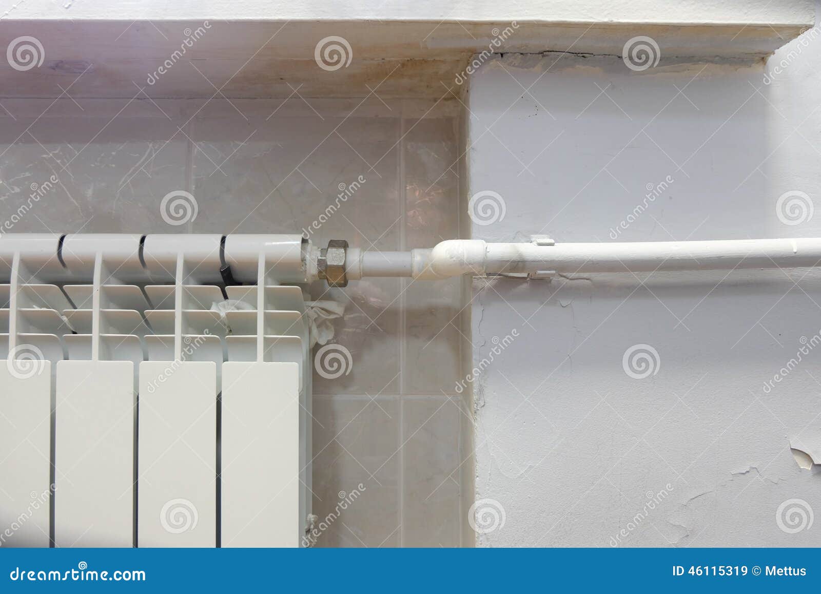 Part of the Modern Radiator and White Plastic Pipe Stock Image - Image ...