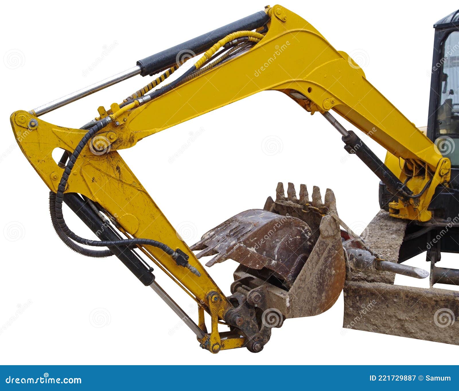 Yellow excavator machines stock image. Image of industry - 221729887