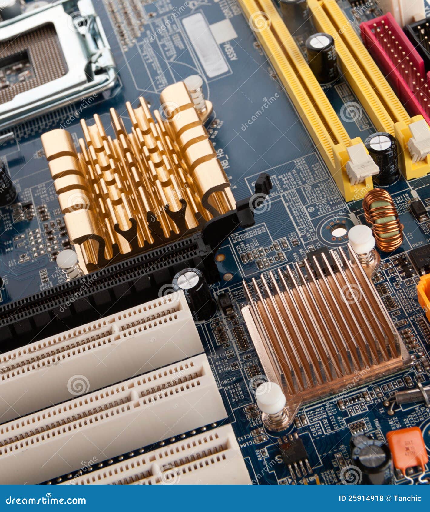 Close-up Of Motherboards And Signal Splitting Of Transistors On A ...
