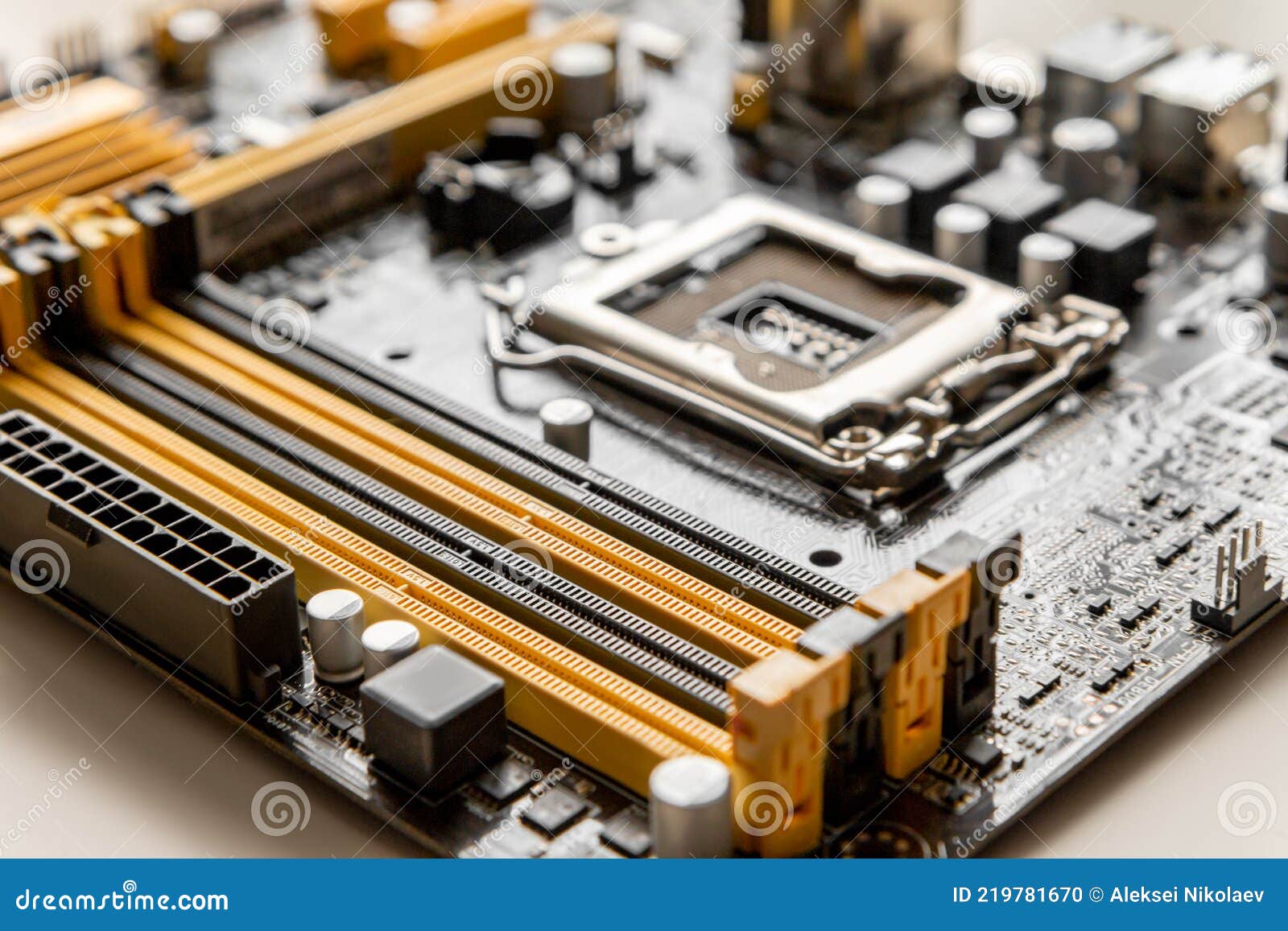 Part of the Motherboard with a Slot for Placing RAM Modules Against the ...