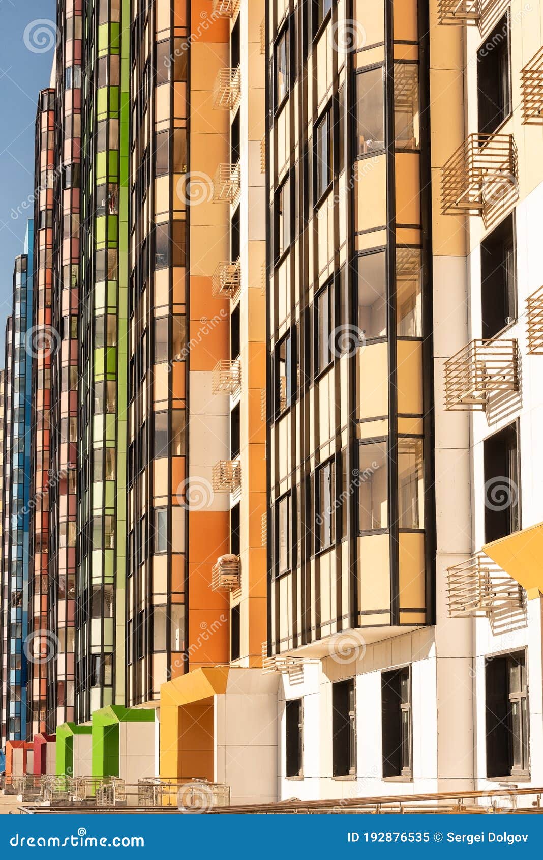Part of the Multi-colored Facade of a Multi-storey Residential Building ...