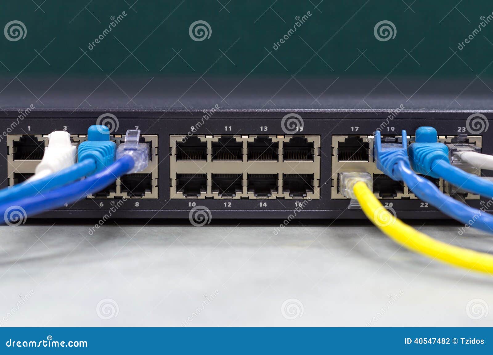 Part of Network Switch 24 Ports with LAN Cable Stock Photo - Image of ...