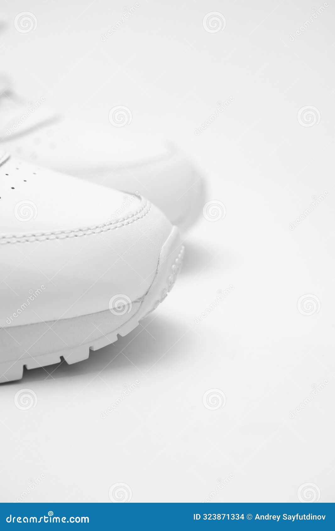 Part of New White Sneakers on a White Background. Stock Photo - Image ...