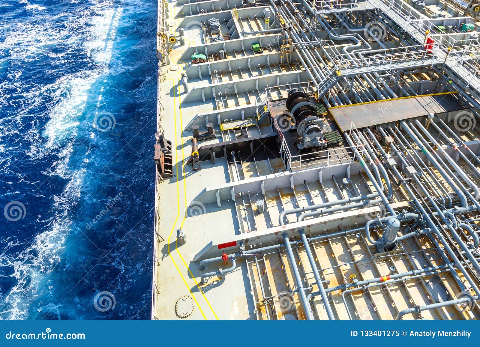 Part of Oil Tanker Deck at Sea. Stock Image - Image of transport, ship ...