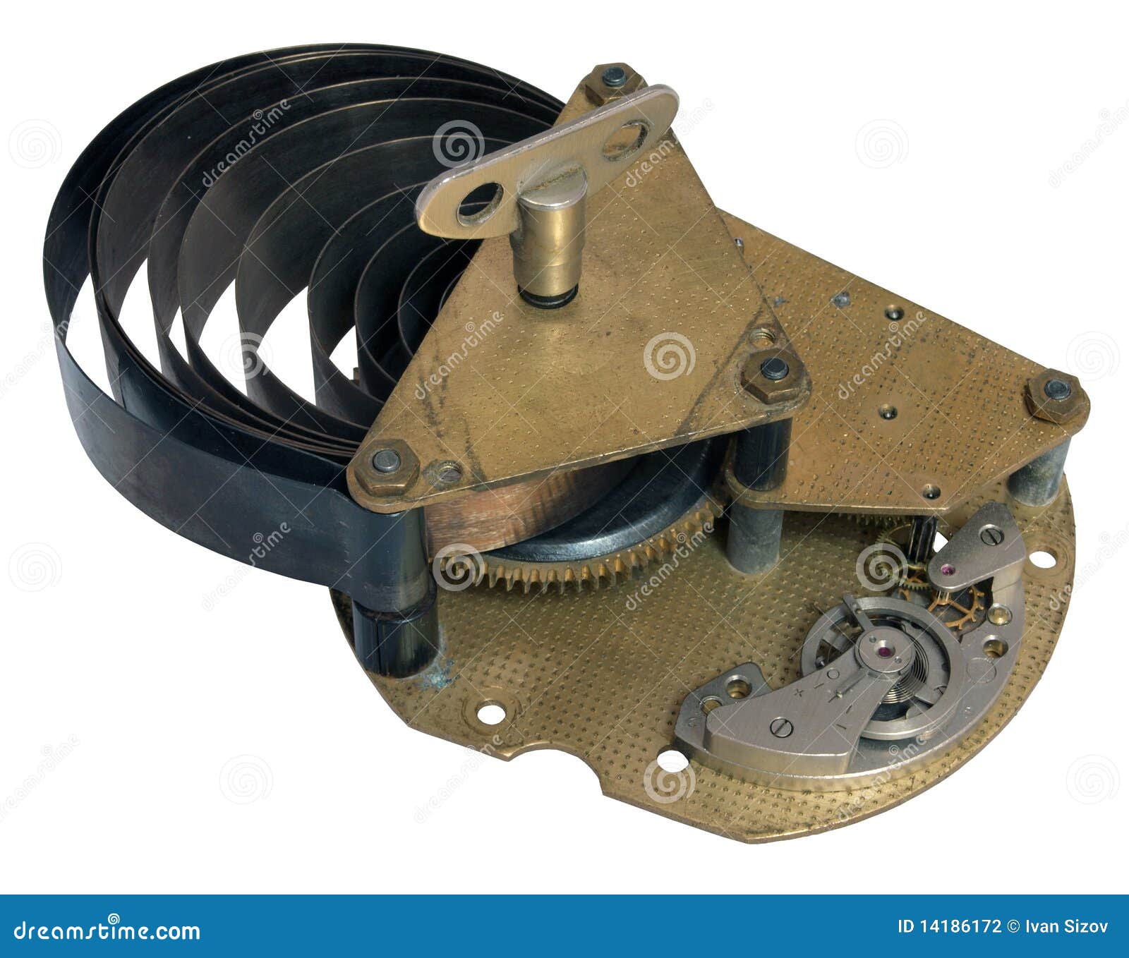 Part of the Old Clock Mechanism with a Spring Diss Stock Photo - Image ...