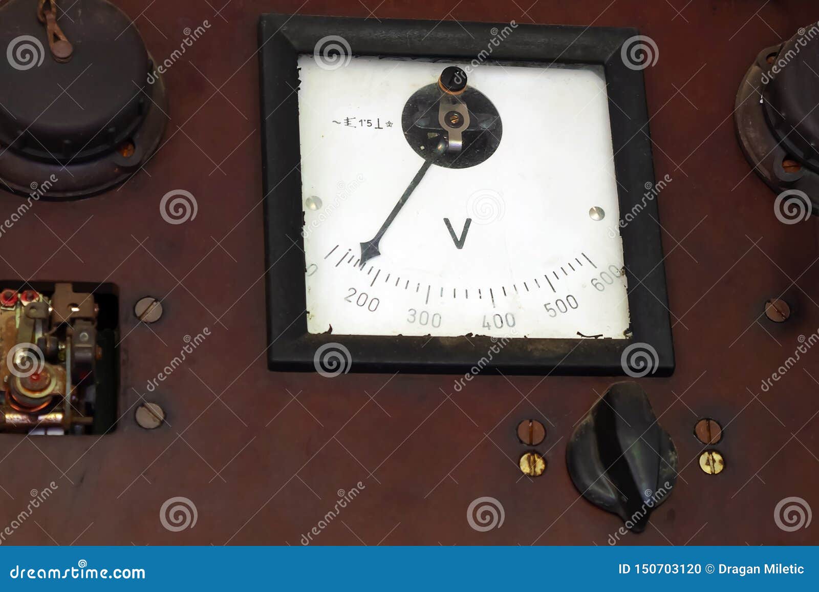 Vintage AC Voltmeter on a Panel Stock Photo - Image of fuse, abandoned ...