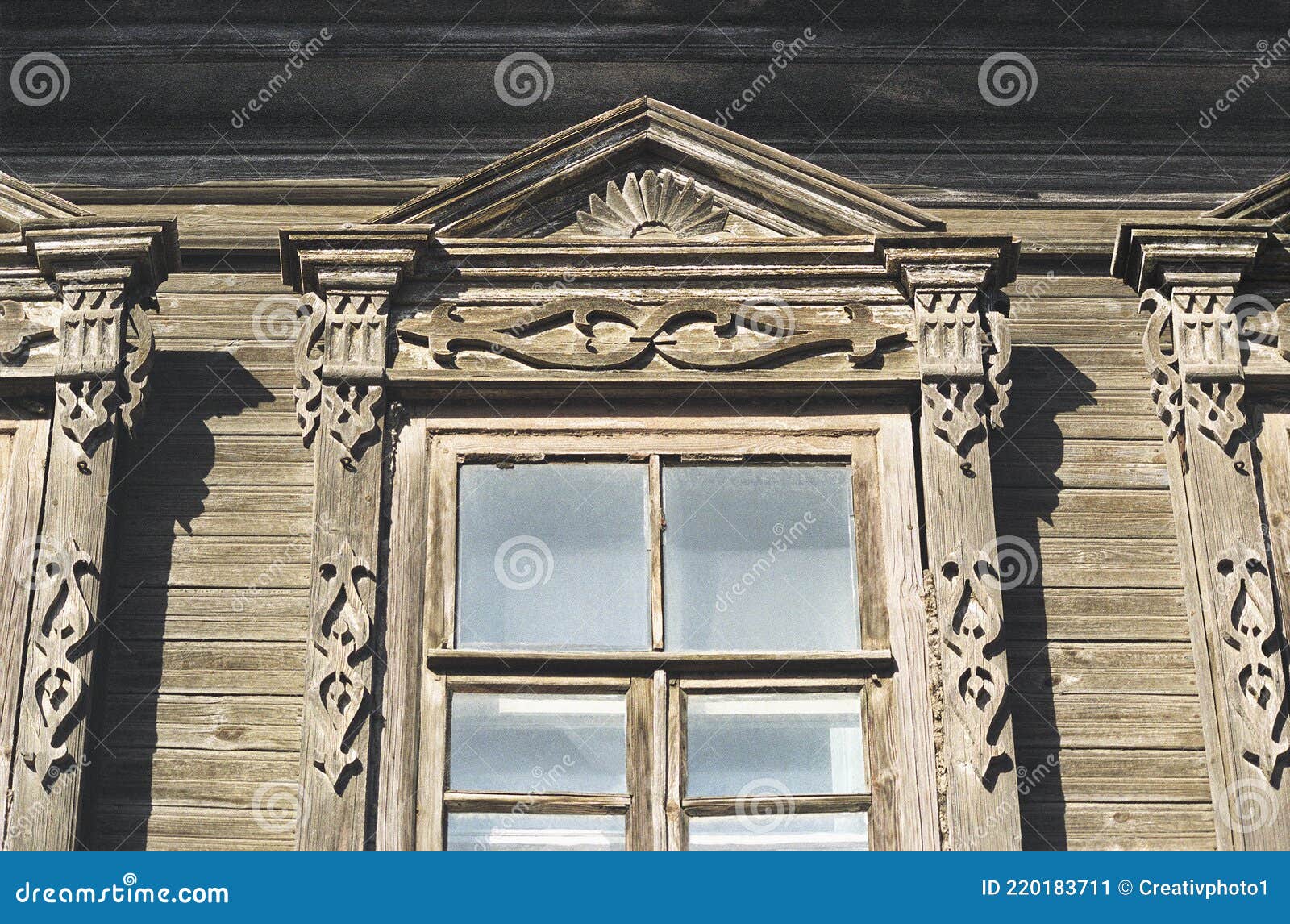Carved Details of Decoration of an Old Russian Window Upper Part of the ...