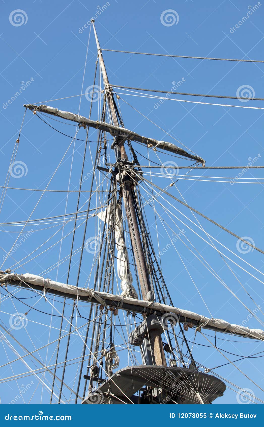 Part of old ship stock image. Image of brigantine, sail - 12078055