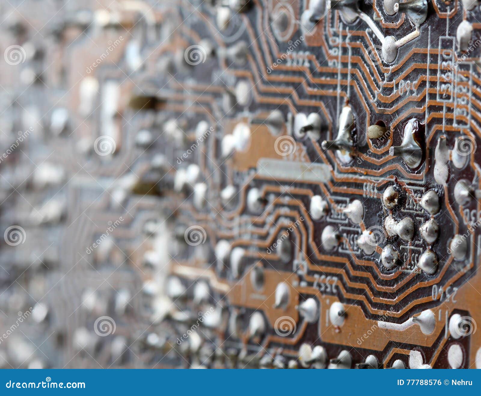 Part of Old Vintage Printed Circuit Board Stock Photo - Image of dust ...