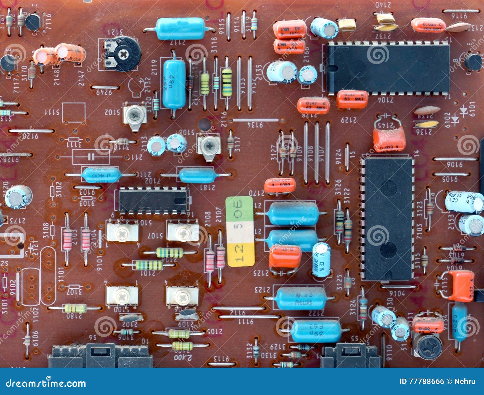 Part of Old Vintage Printed Circuit Board Stock Photo - Image of hole ...
