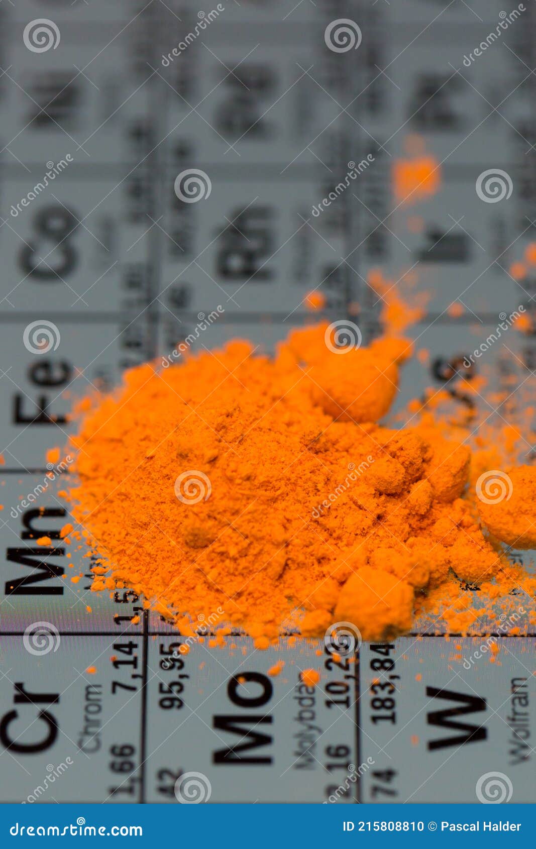 Part of Periodic System with Orange Powder Substance Stock Photo ...
