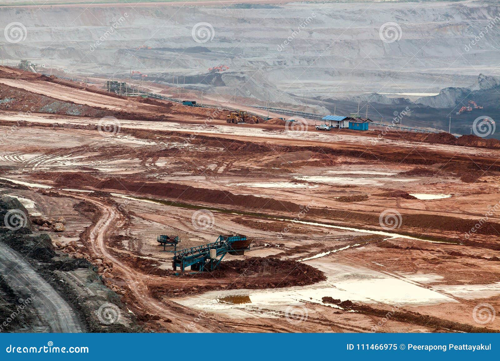 Part of a Pit with Big Mining Truck Working. Stock Image - Image of ...