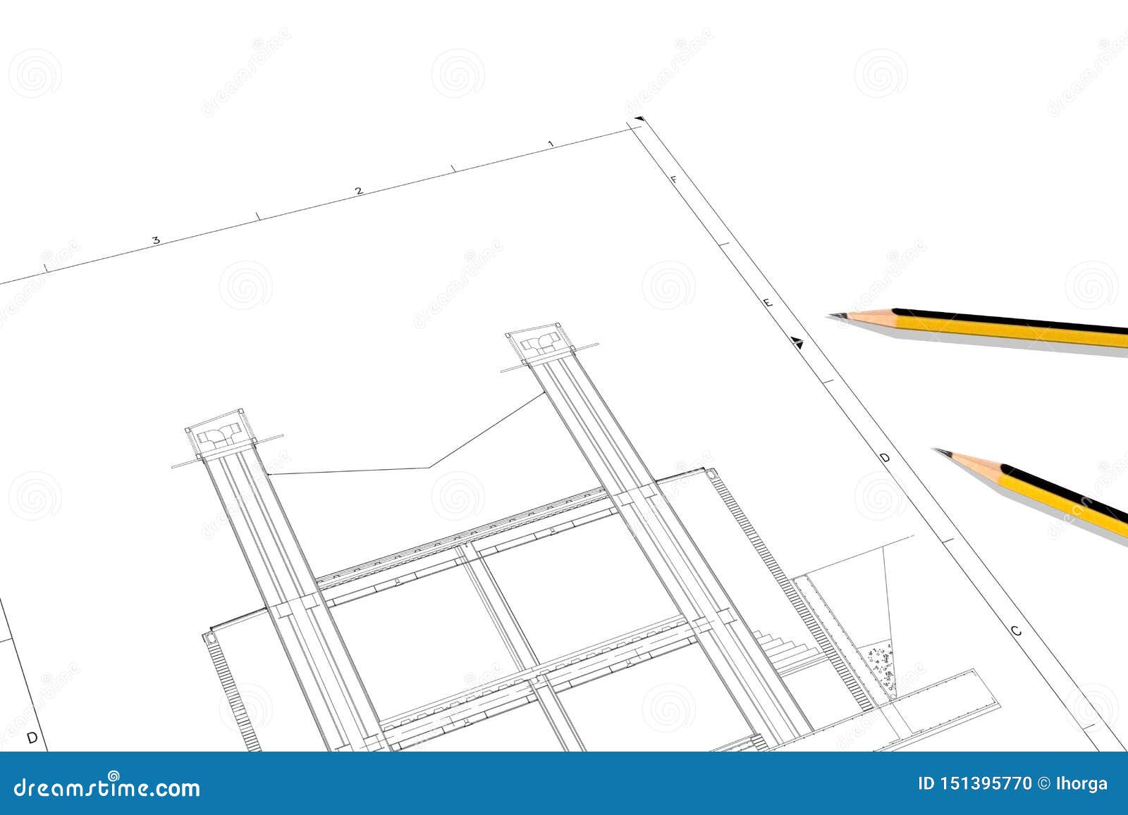 Part Plan of Architectural Project on the White Background Stock ...