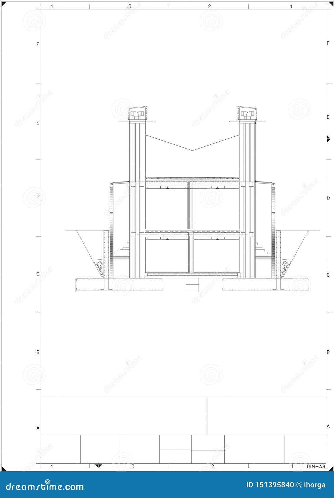 Part Plan of Architectural Project on the White Background Stock ...