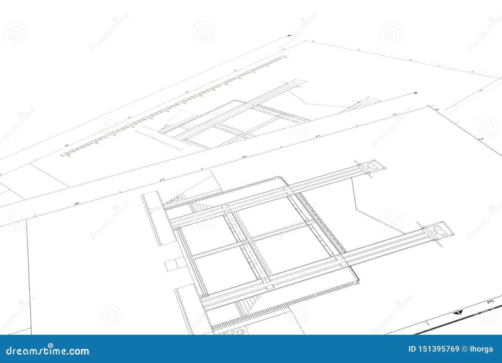 Part Plan of Architectural Project on the White Background Stock ...