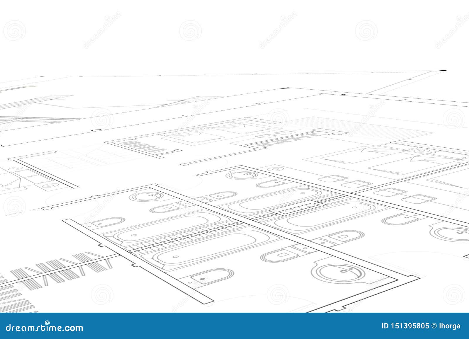 Part Plan of Architectural Project on the White Background Stock ...