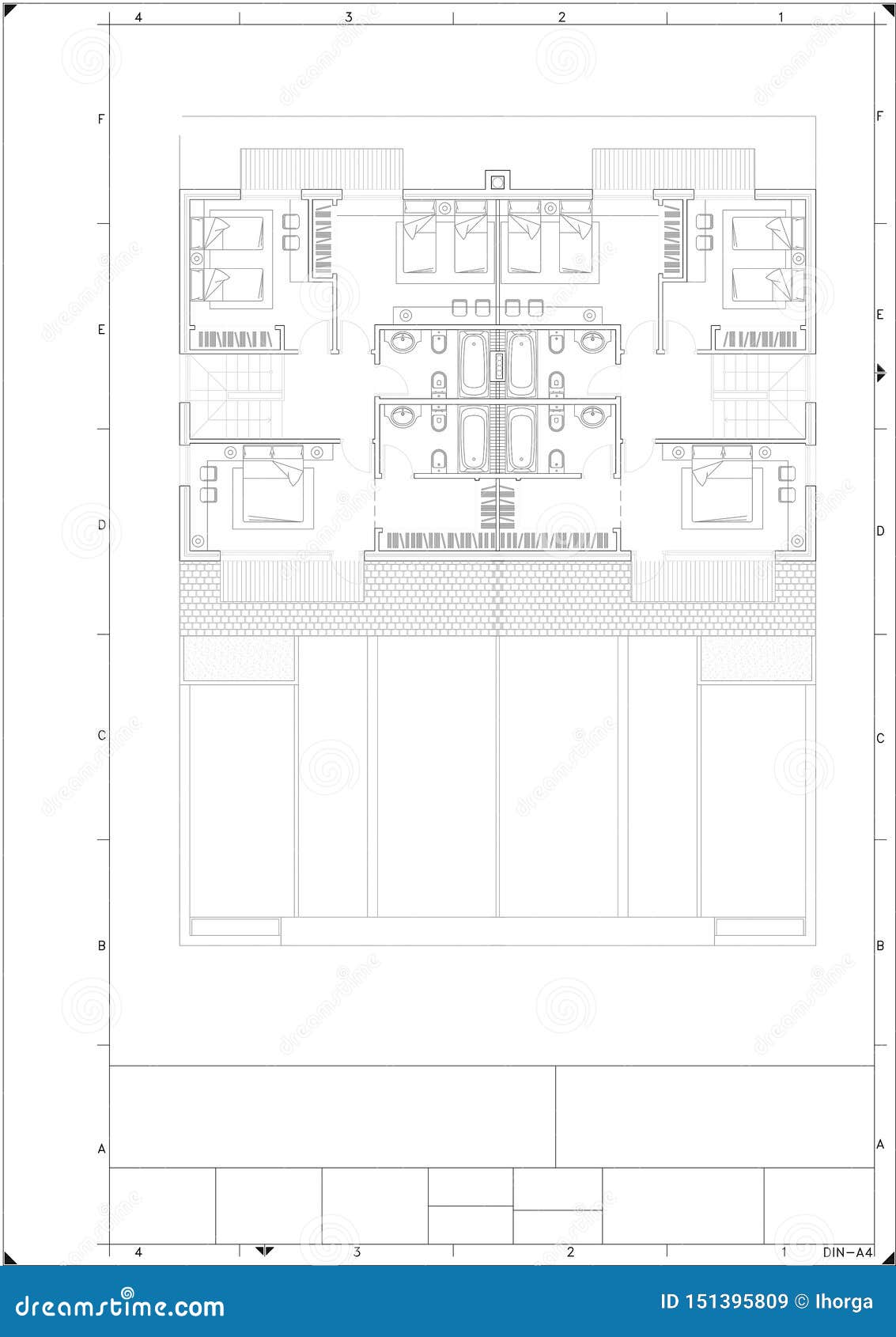 Part Plan of Architectural Project on the White Background Stock ...
