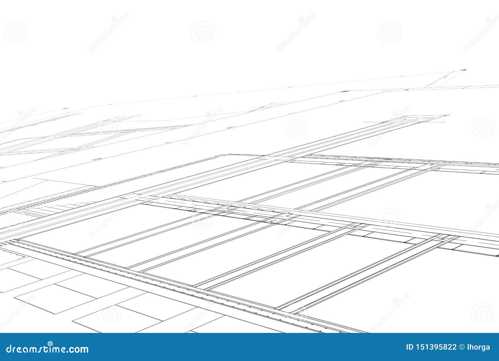 Part Plan of Architectural Project on the White Background Stock ...