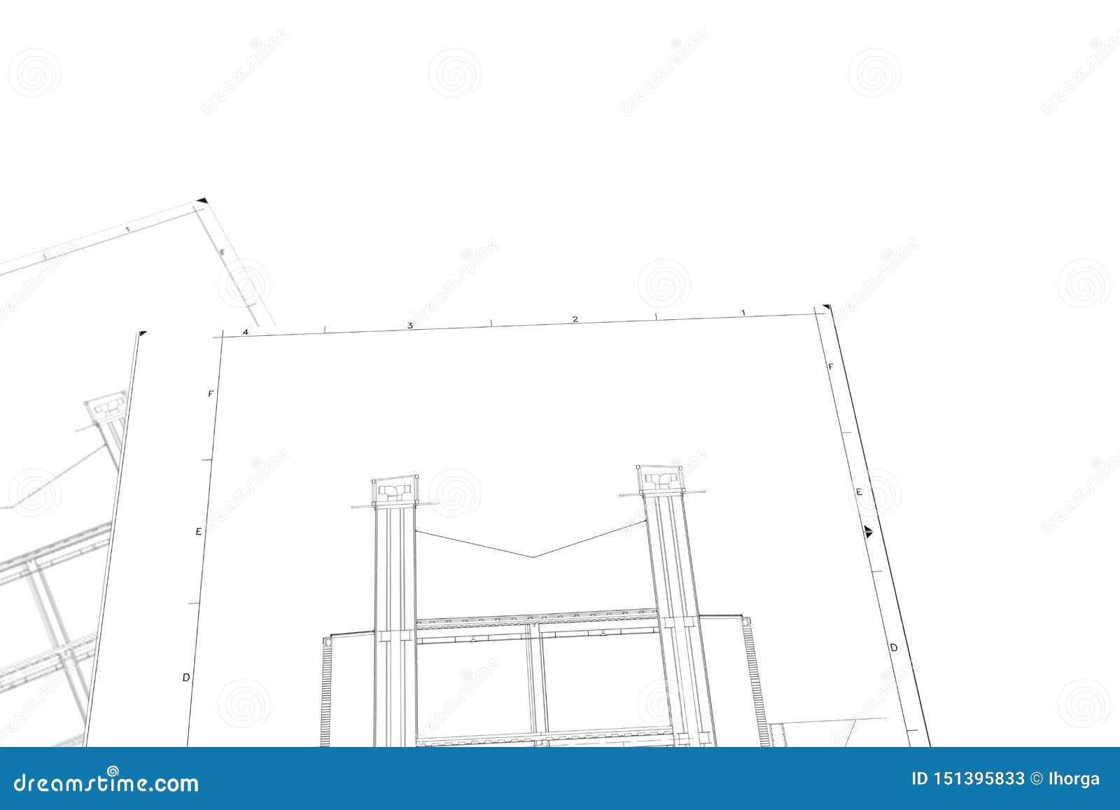 Part Plan of Architectural Project on the White Background Stock ...