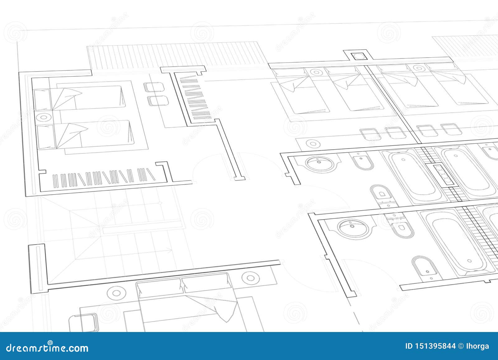 Part Plan of Architectural Project on the White Background Stock ...