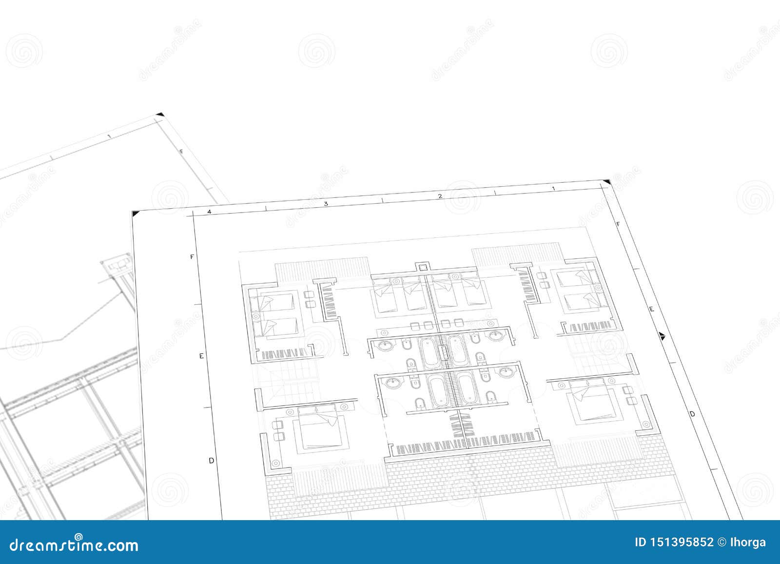 Part Plan of Architectural Project on the White Background Stock ...