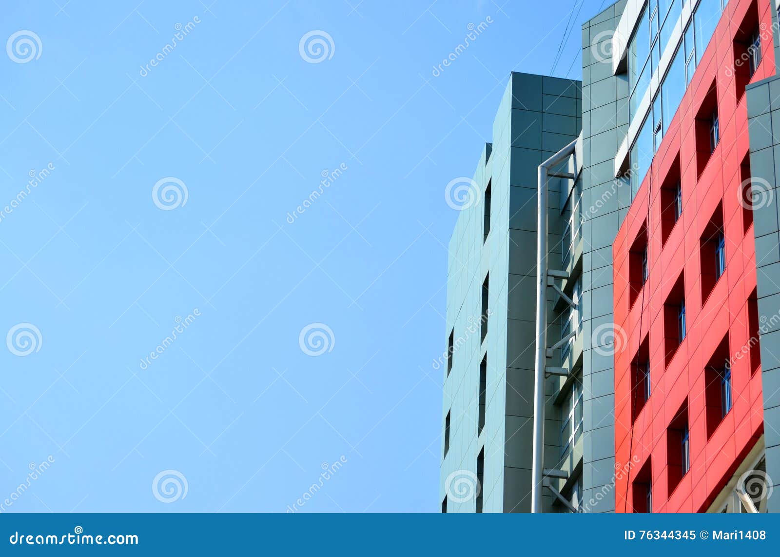 Part of the Red Blue Facade Urban Buildings and Sky Stock Image - Image ...