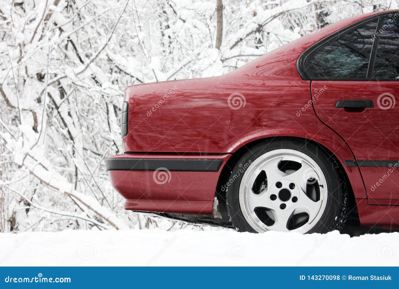 Part of a Red Car in the Winter Stock Photo - Image of shine, auto ...