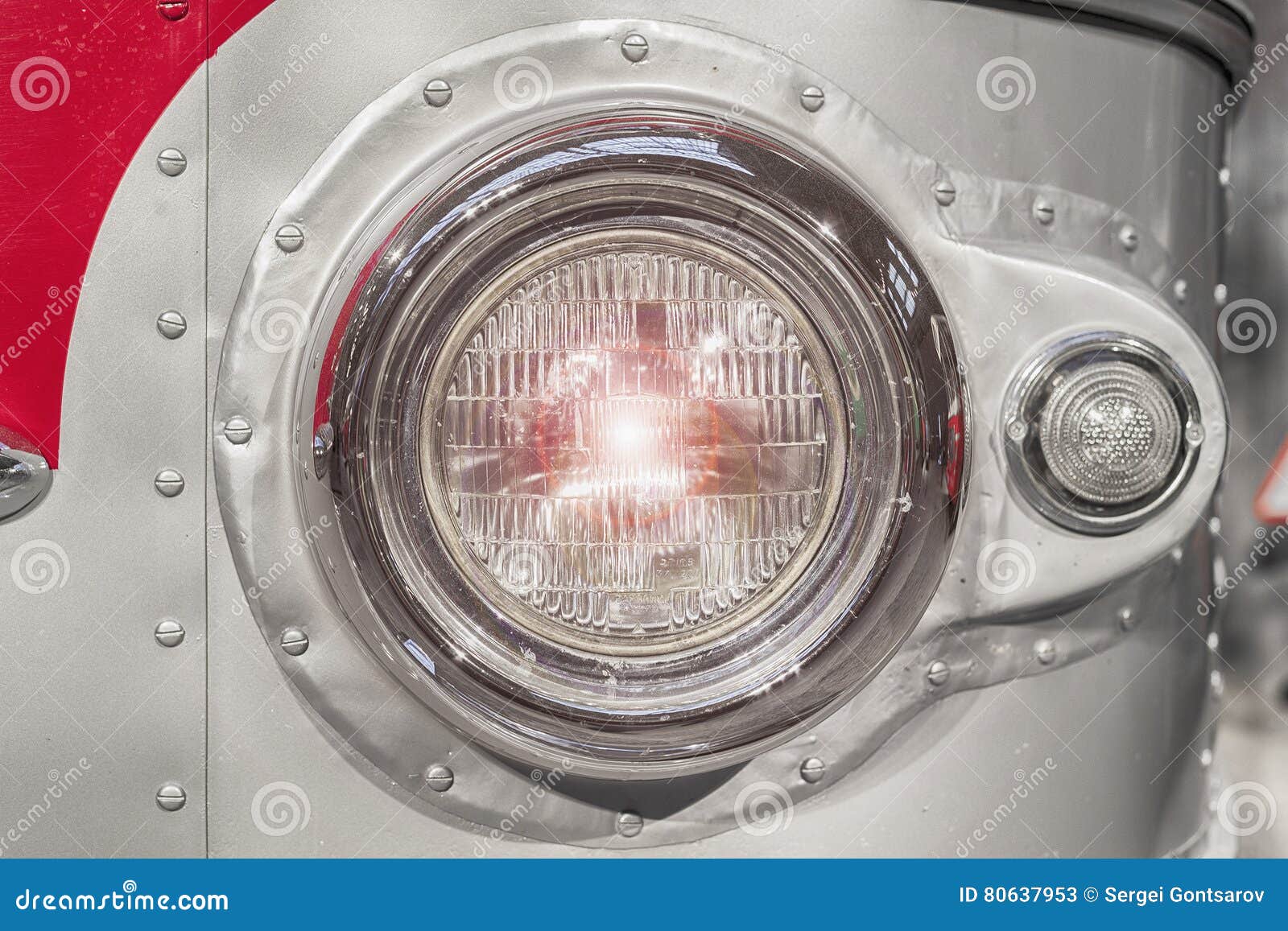 Part of Retro Style Bus. Headlamp. Toned. Selective Focus. Stock Image ...