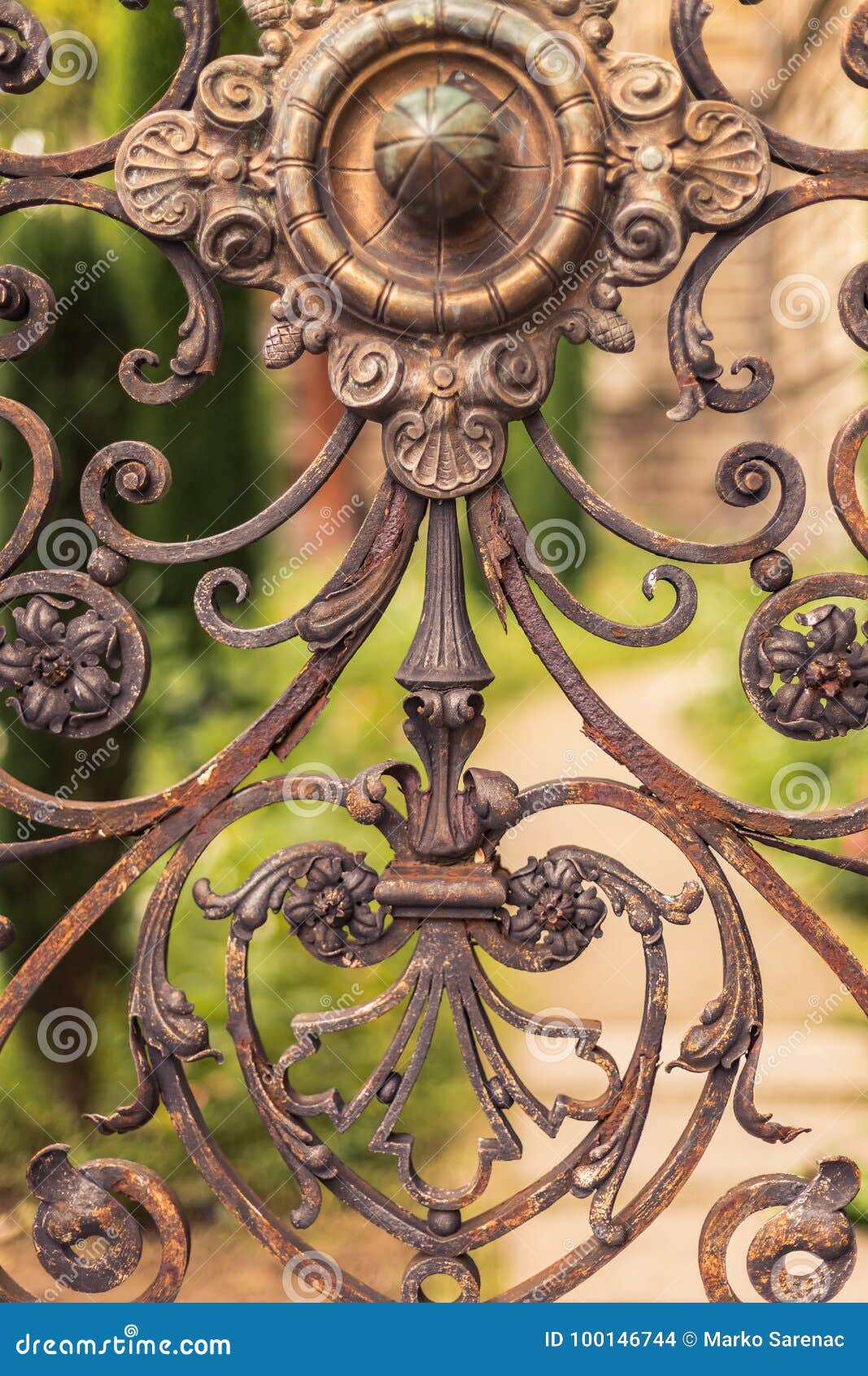 Part of rusty iron gate stock photo. Image of decorative - 100146744
