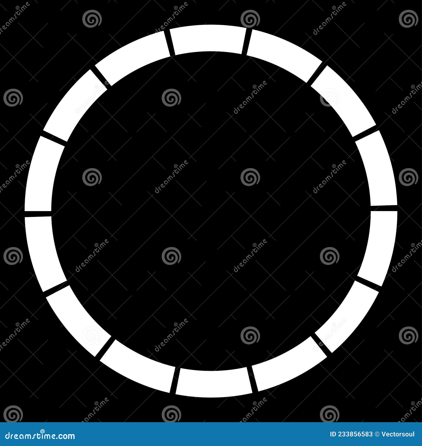 14 Part, Section Segmented Circle. Abstract Dashed Lines Circular ...