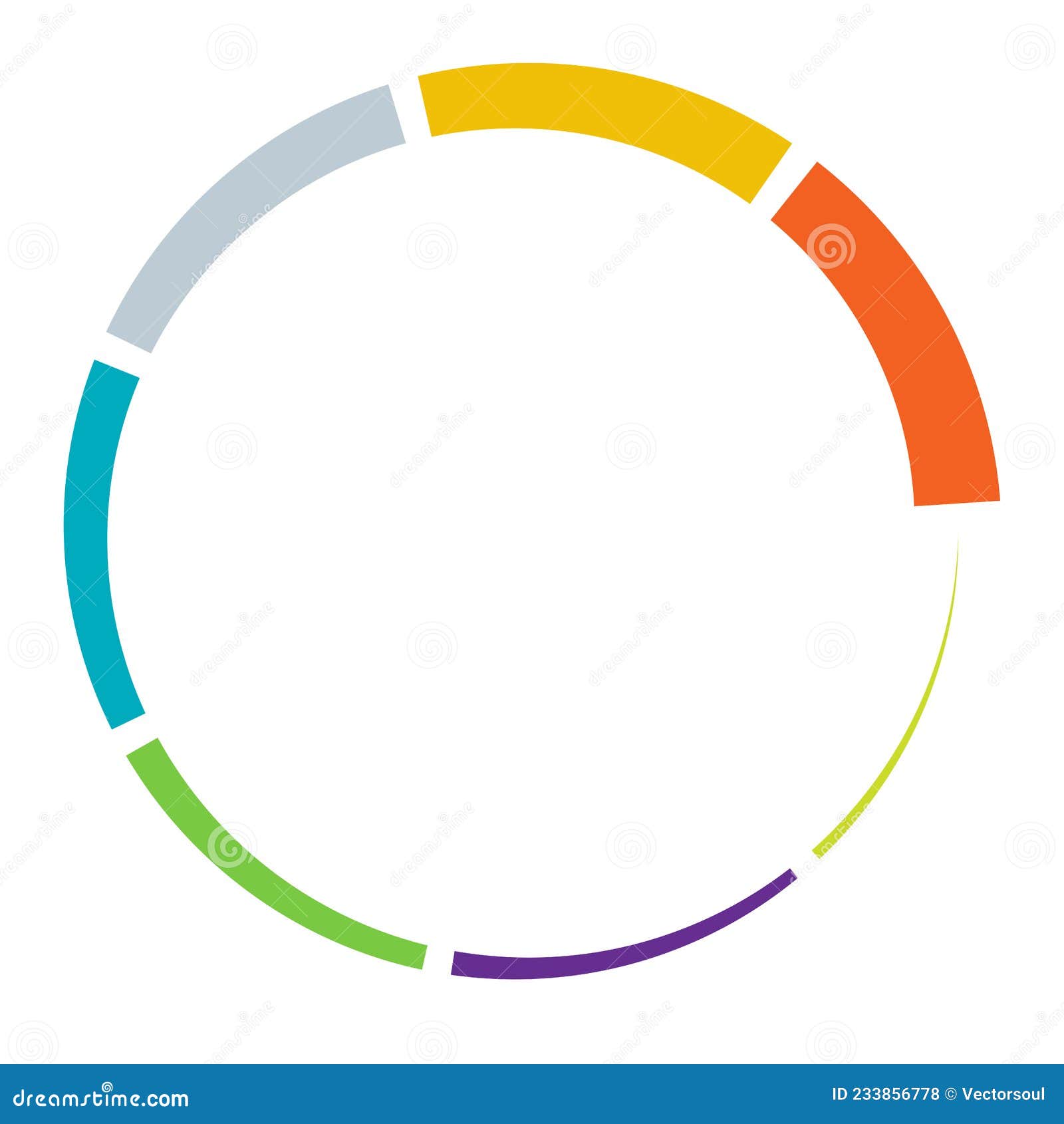 7 Part, Section Segmented Circle. Abstract Dashed Lines Circular ...