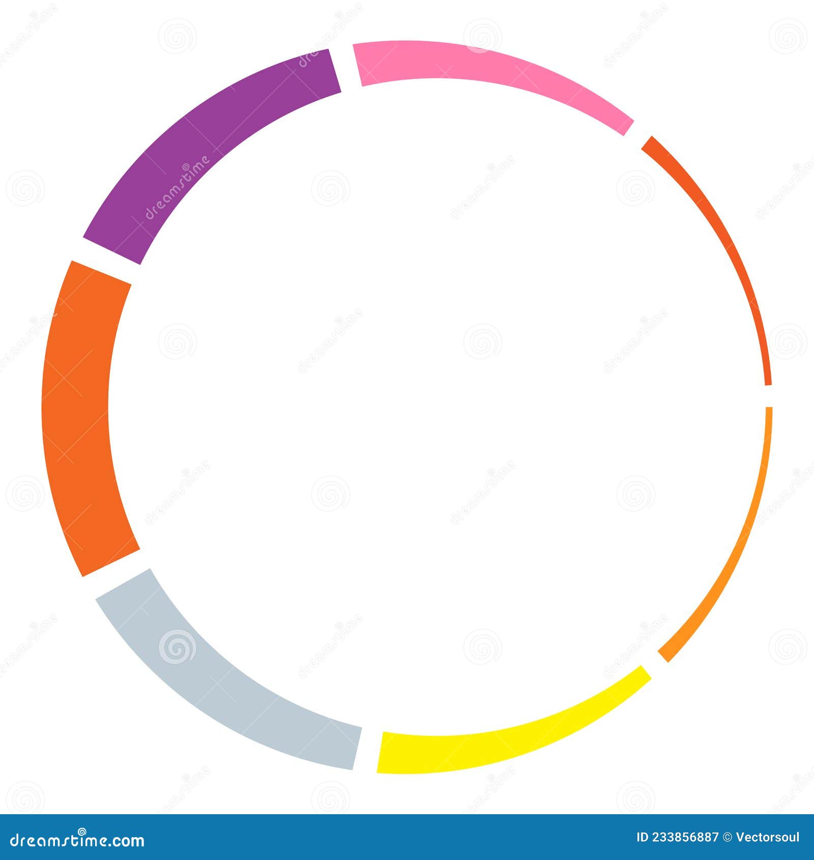 7 Part, Section Segmented Circle. Abstract Dashed Lines Circular ...