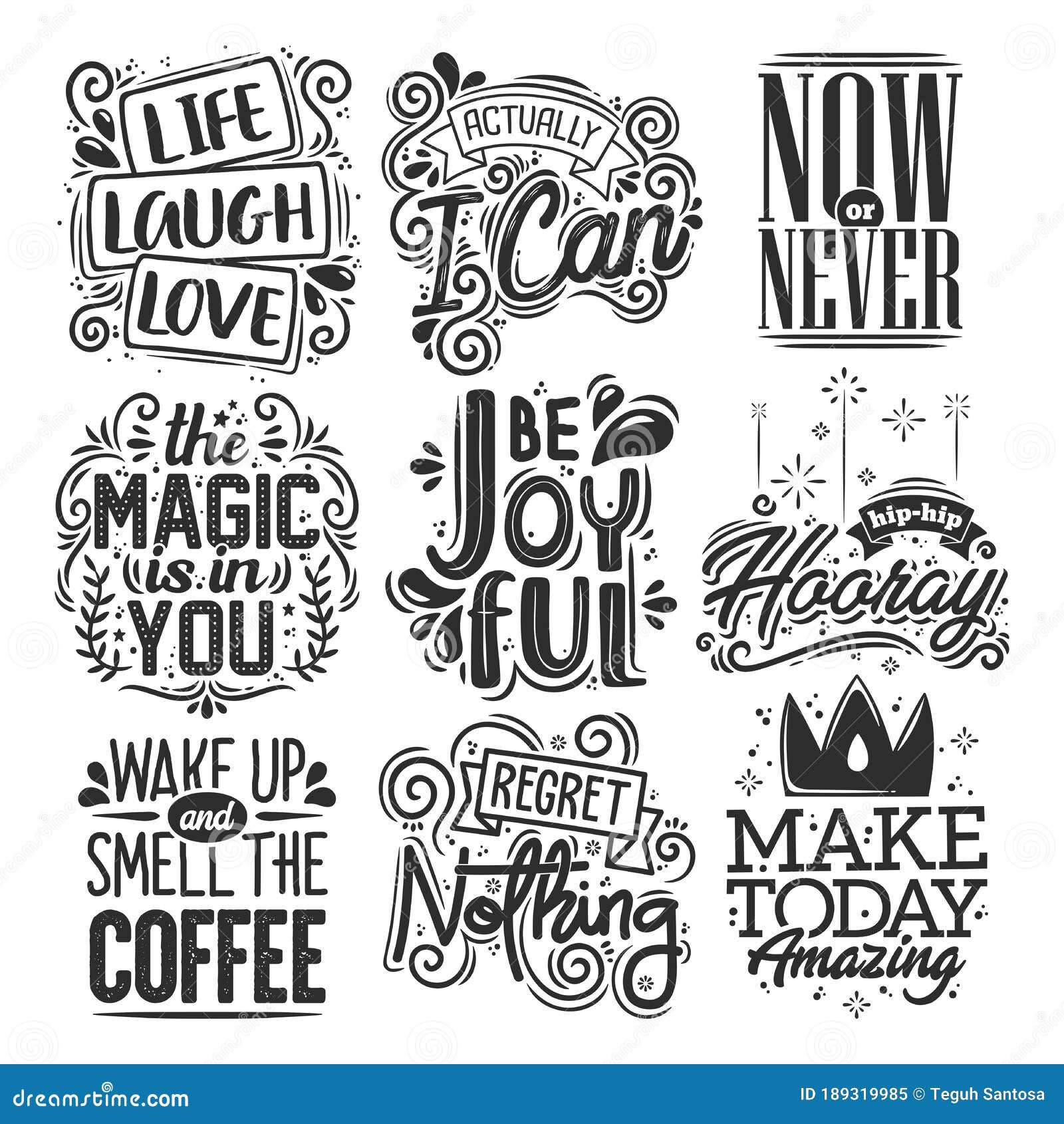 Set of Quotes Lettering Design Elements Collection Stock Vector ...