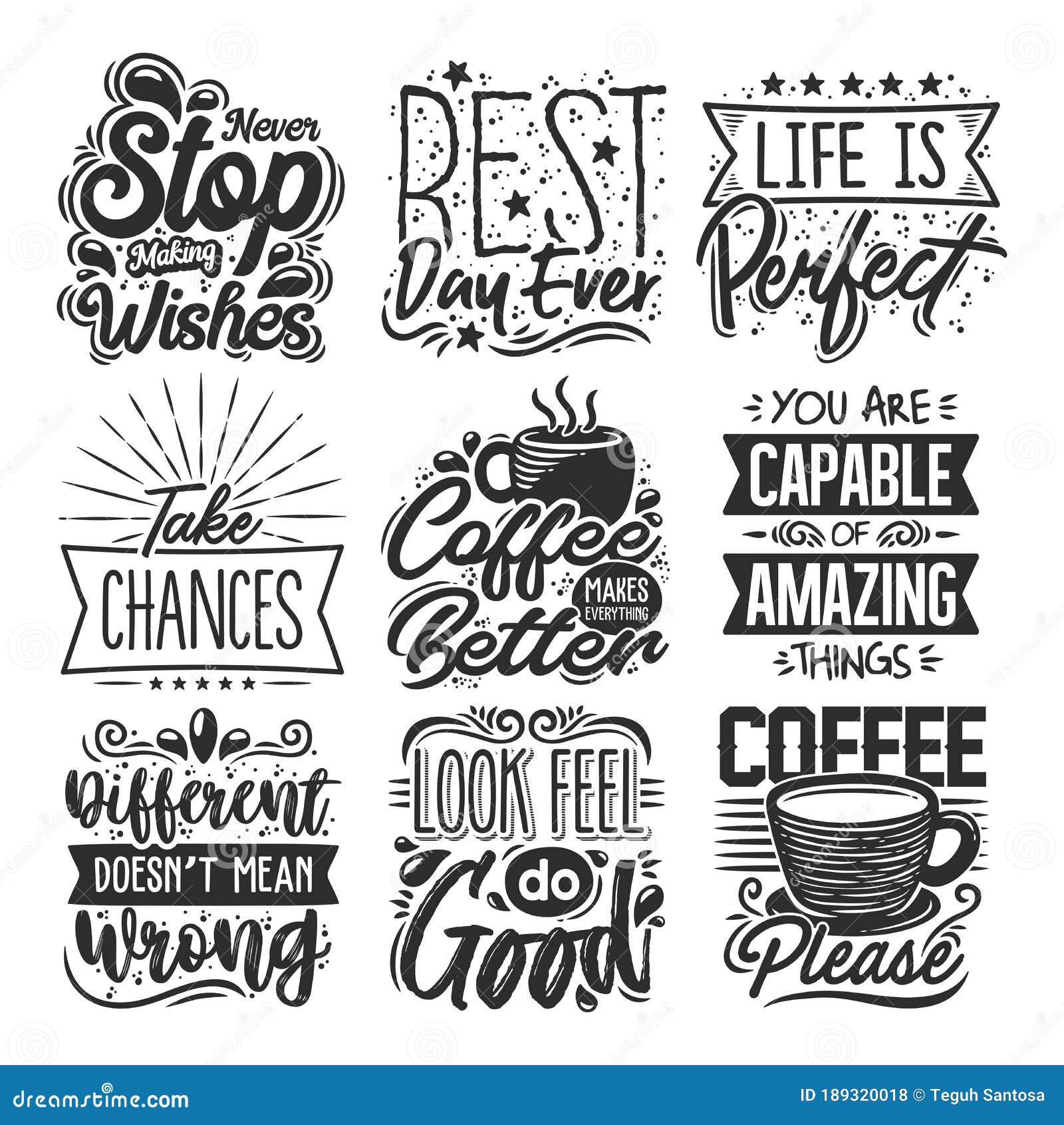 Set of Quotes Lettering Design Elements Collection Stock Vector ...