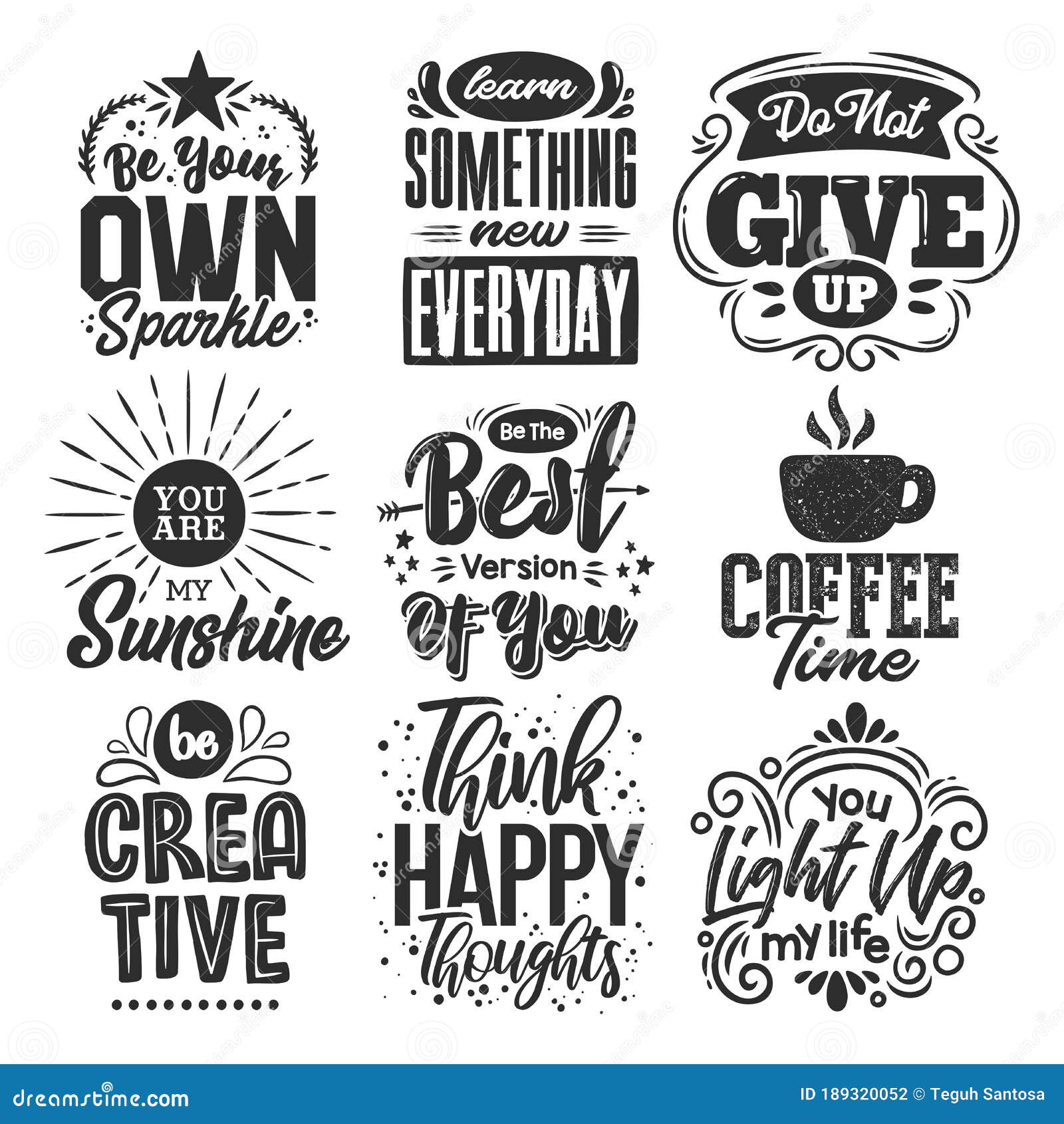 Set of Quotes Lettering Design Elements Collection Stock Vector ...