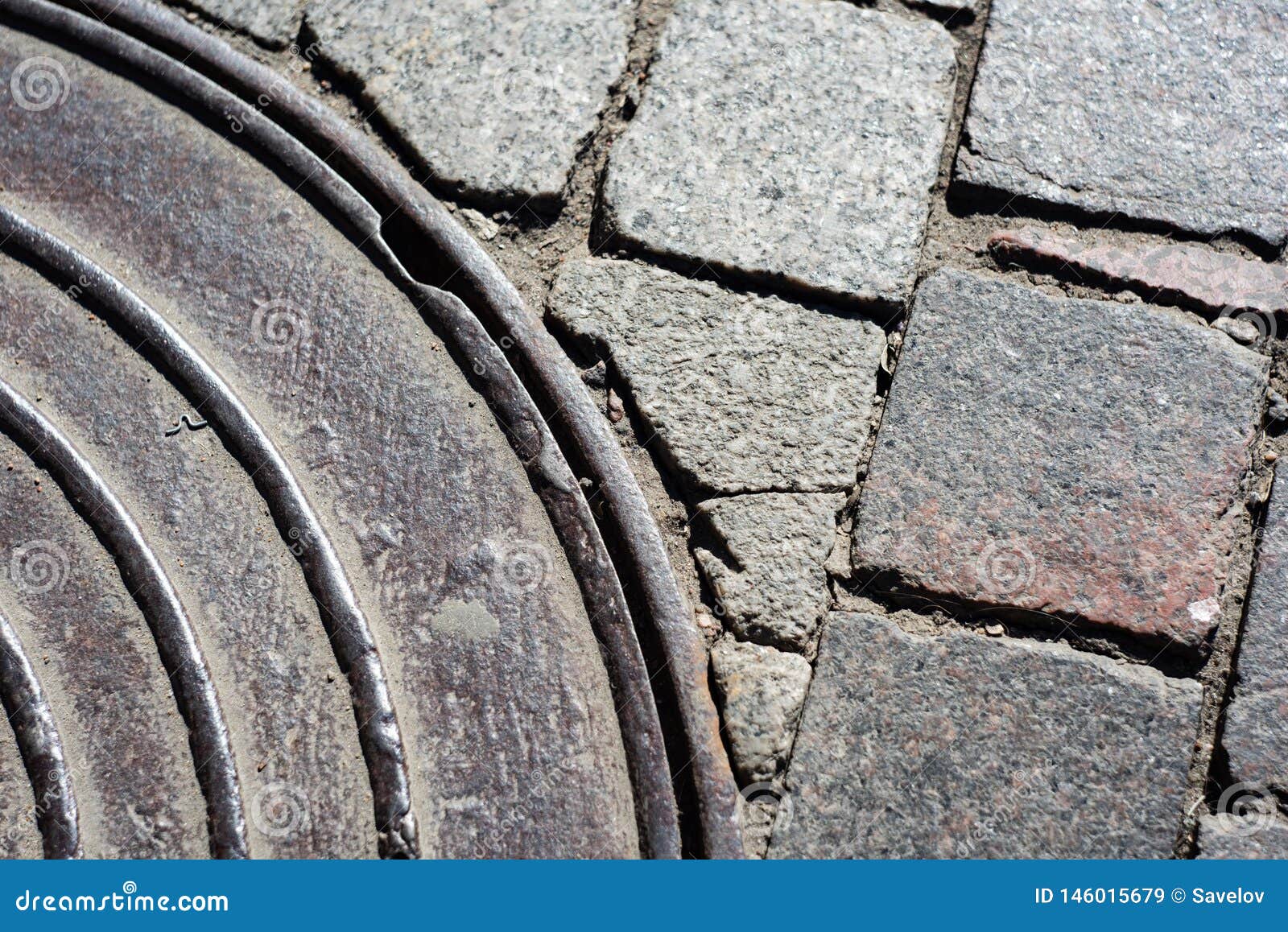 Part of the Sewer on the Paving Stone Stock Image - Image of drainage ...