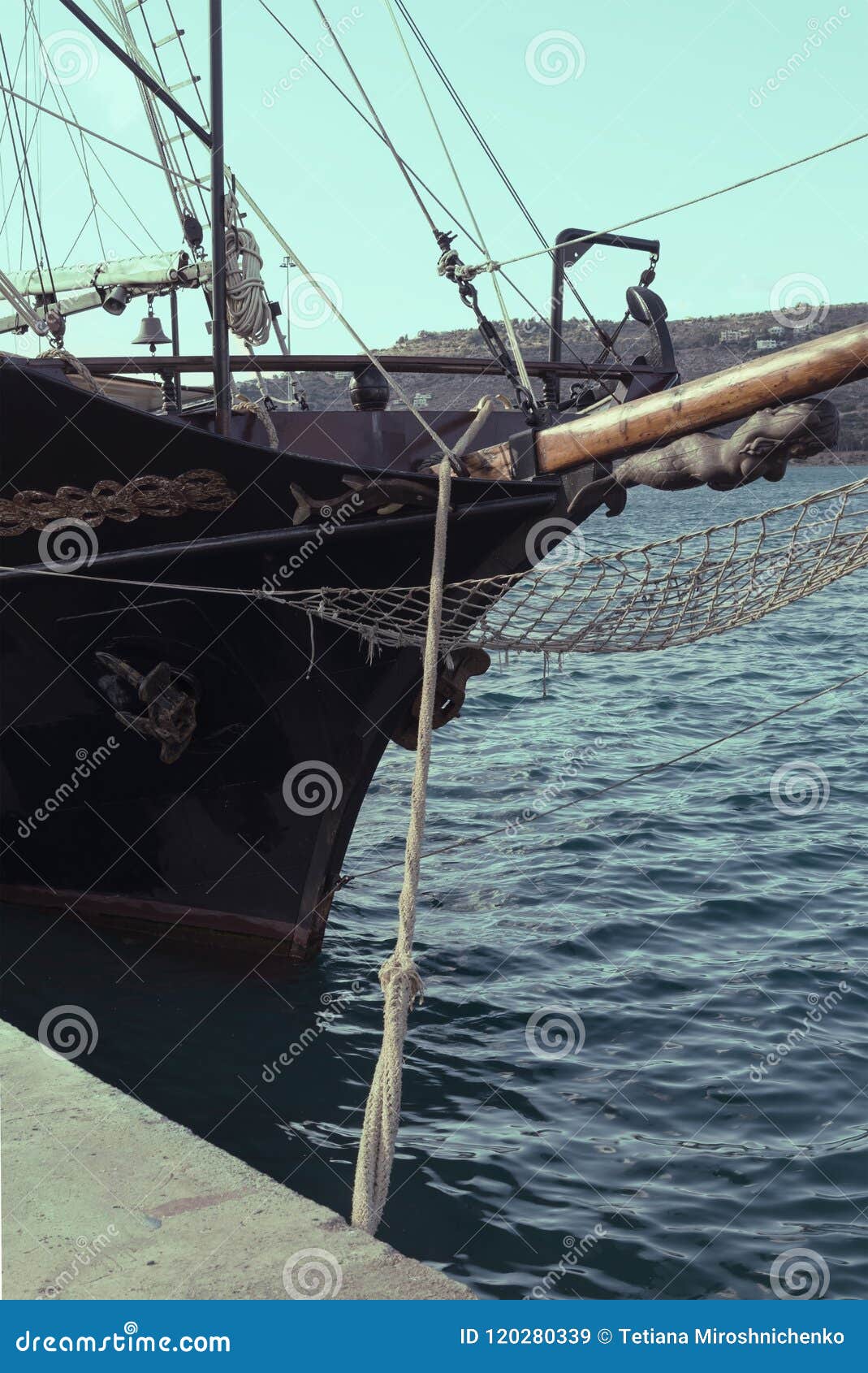 A Part of the Ship`s Stem with a Mermaid Stock Image - Image of dock ...