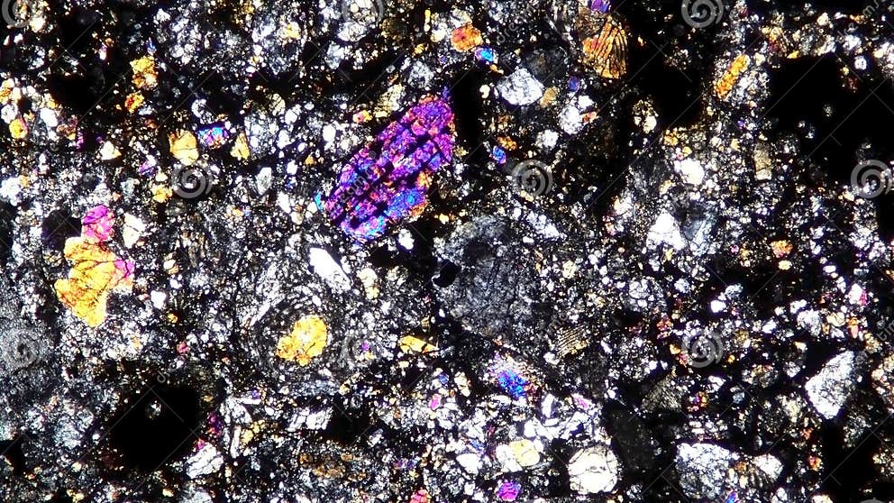 Part of a Space Meteorite Under a Microscope Closeup Stock Image ...