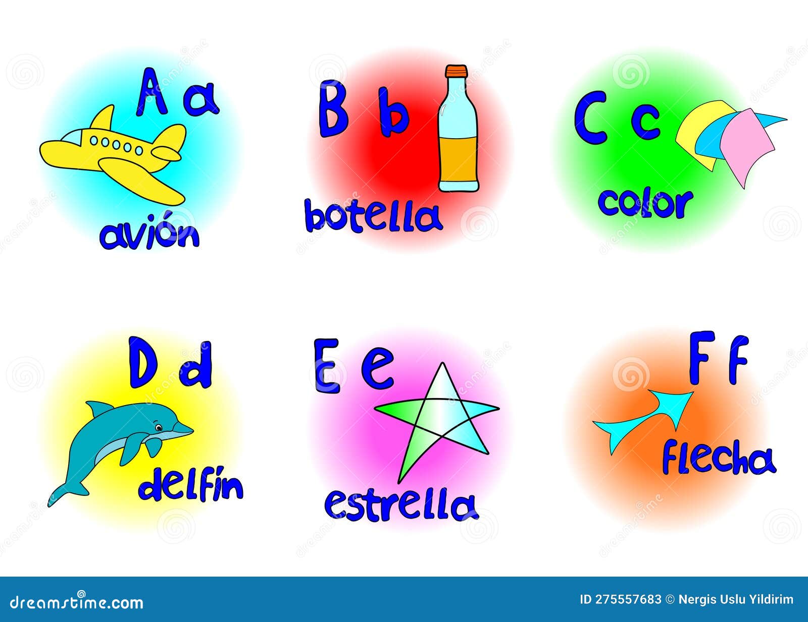 Part of Spanish Alphabet with Examples Stock Vector - Illustration of ...