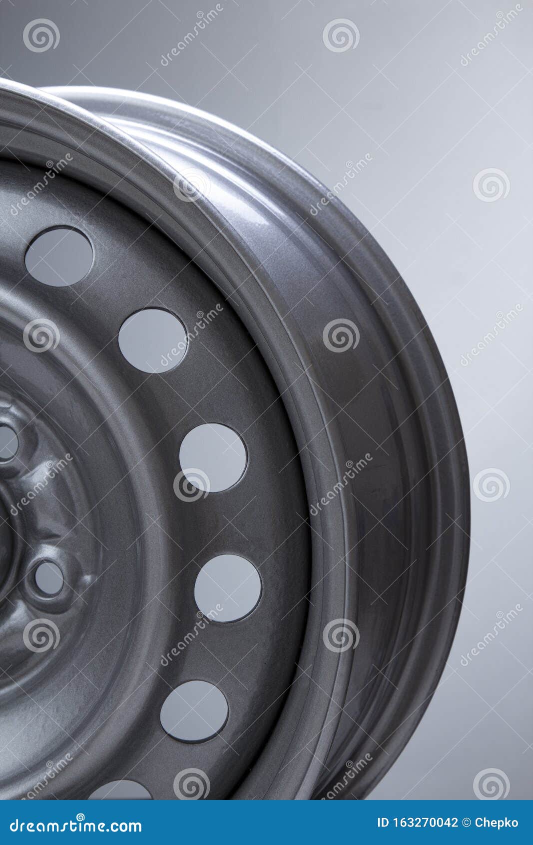 Part of Steel Wheel Rim on Grey Background Stock Photo - Image of ...
