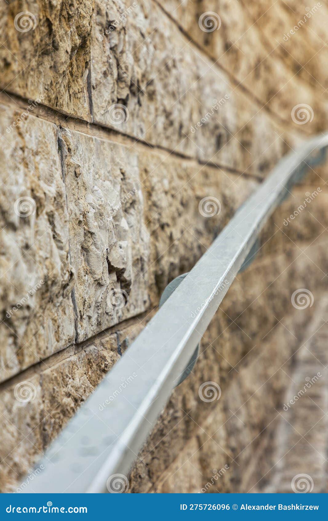 Part of a Stone Wall with a Railing Stock Photo - Image of construction ...