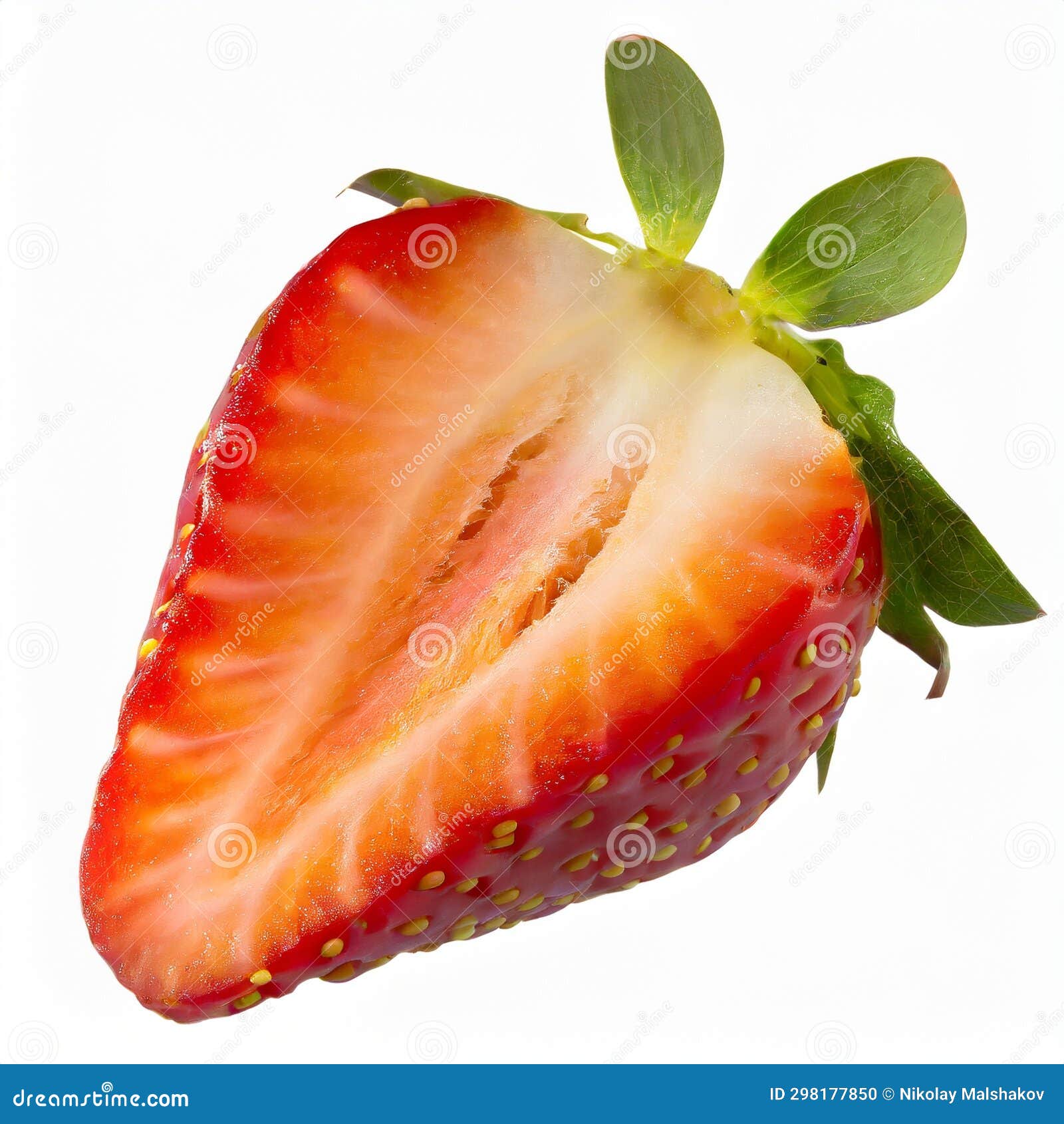 Part of Strawberry Lying Down, Clipping Path Isolated on White. Stock ...