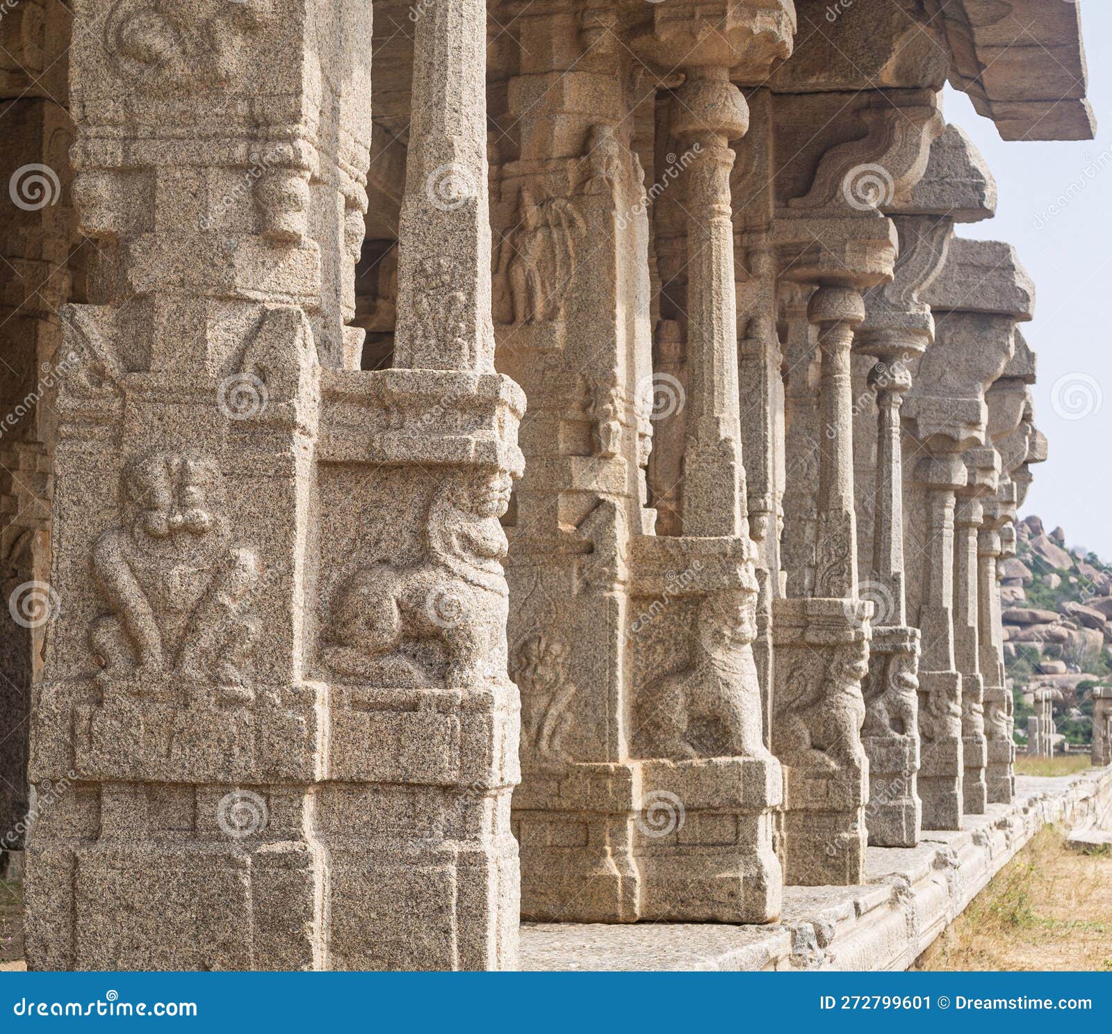 Ruins Of Hampi, Pillars Inside Vittal Temple Editorial Photo ...