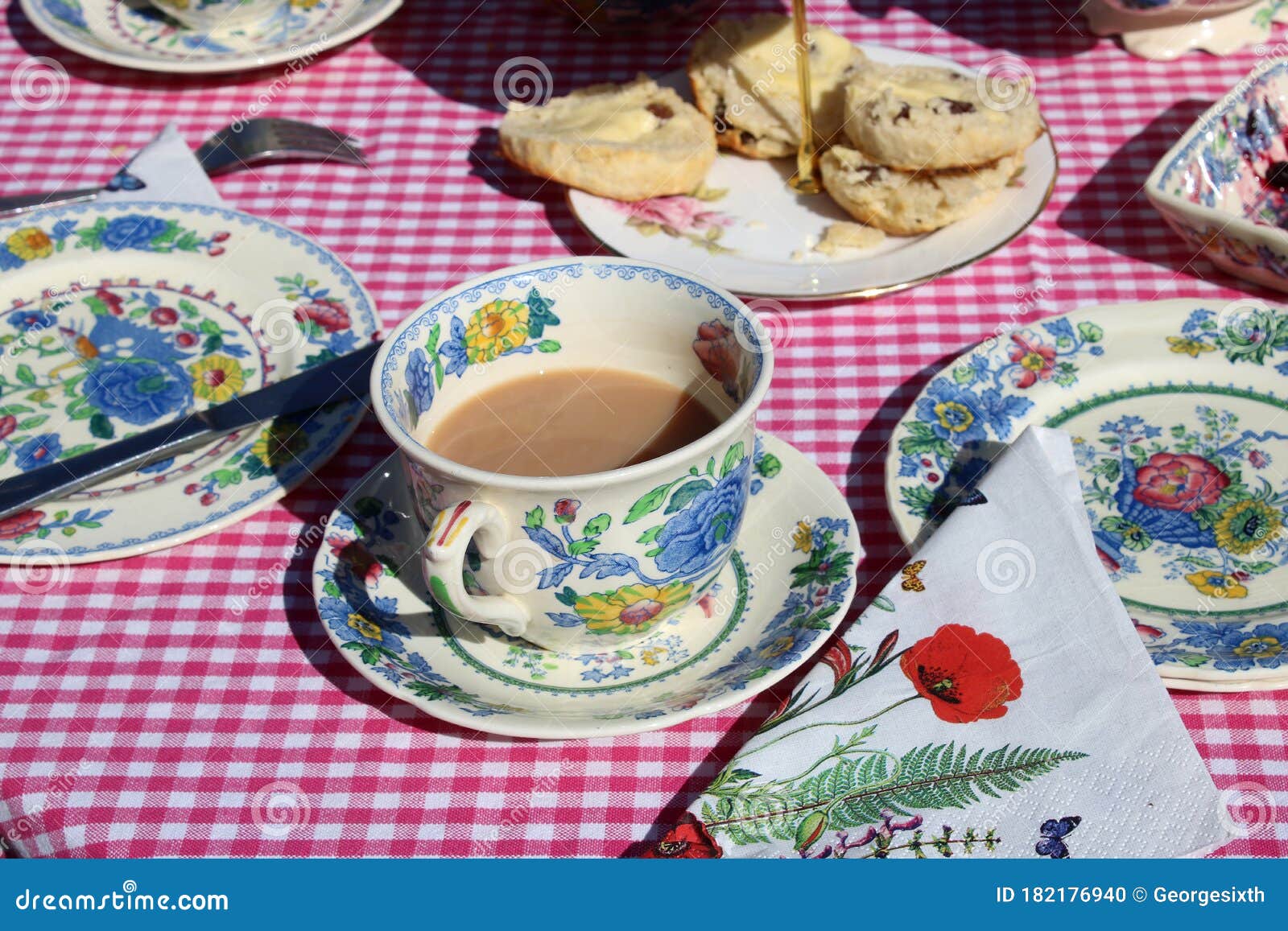 Part of Table Set for Afternoon Tea in Garden Editorial Image - Image ...