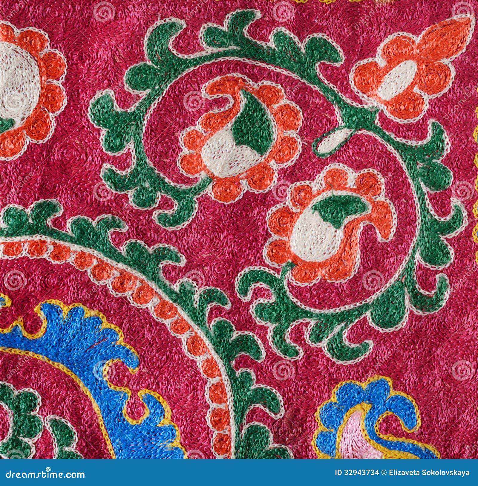 Part of Traditional Uzbek Embroidery Pattern Stock Photo - Image of ...